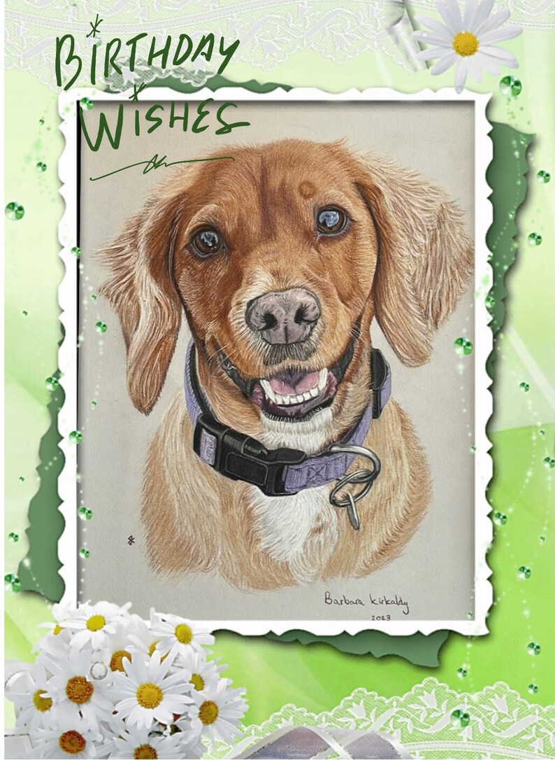 Cocker Spaniel Birthday Card, Custom Pet Portrait Cards, Bespoke Dog ...