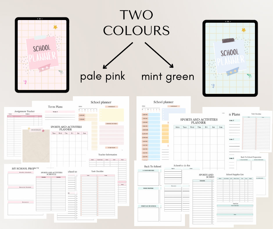 School Planner for Kids,printable Digital Planner,school Year Timetable ...