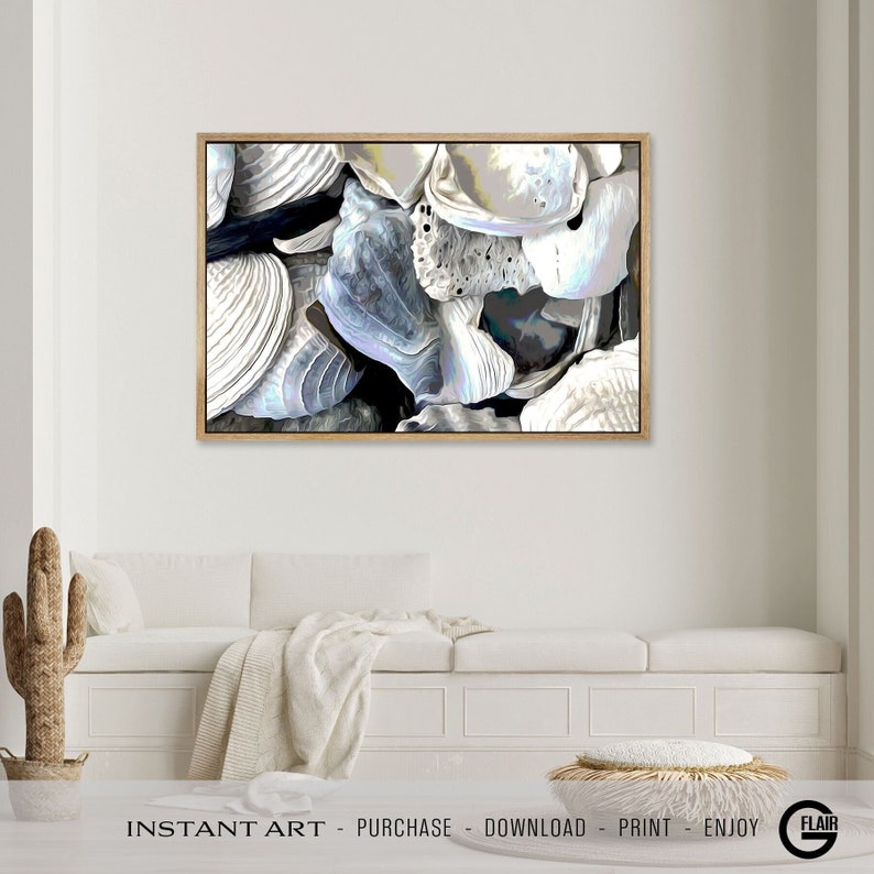 Modern Coastal Piled Shells Printable Wall Art Abstract Style ...