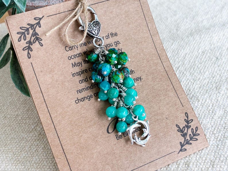 Handmade Dolphin Charm With Czech Glass Beads and Agate Gemstones - Etsy