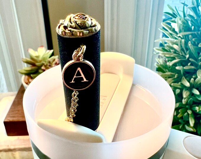 Straw Top Protector, Rose, Initial, Straw Tip Cover, Straw Cover ...