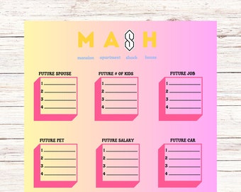 MASH Game 90s 80s Teen Instant Download 1 Pdf - Etsy