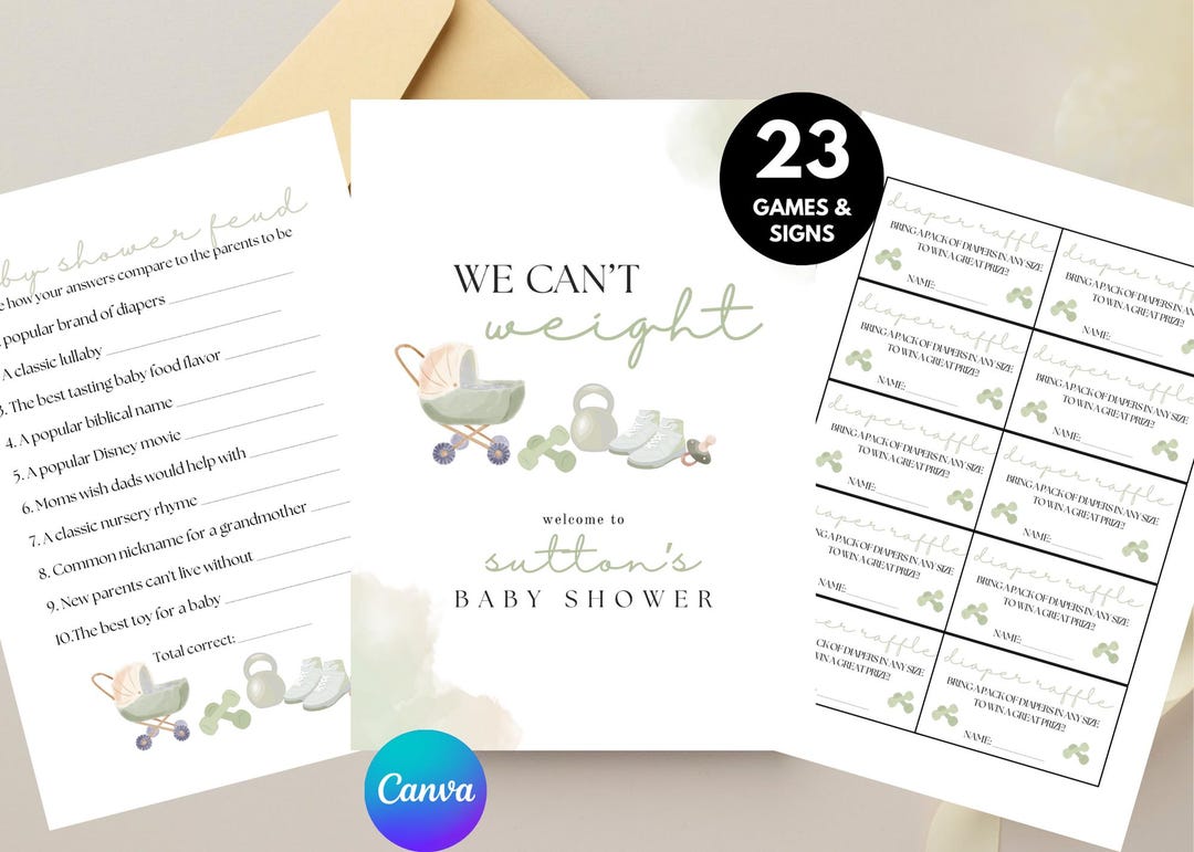 Fitness Baby Shower Game Bundle: Gym Workout Theme (digital Download ...