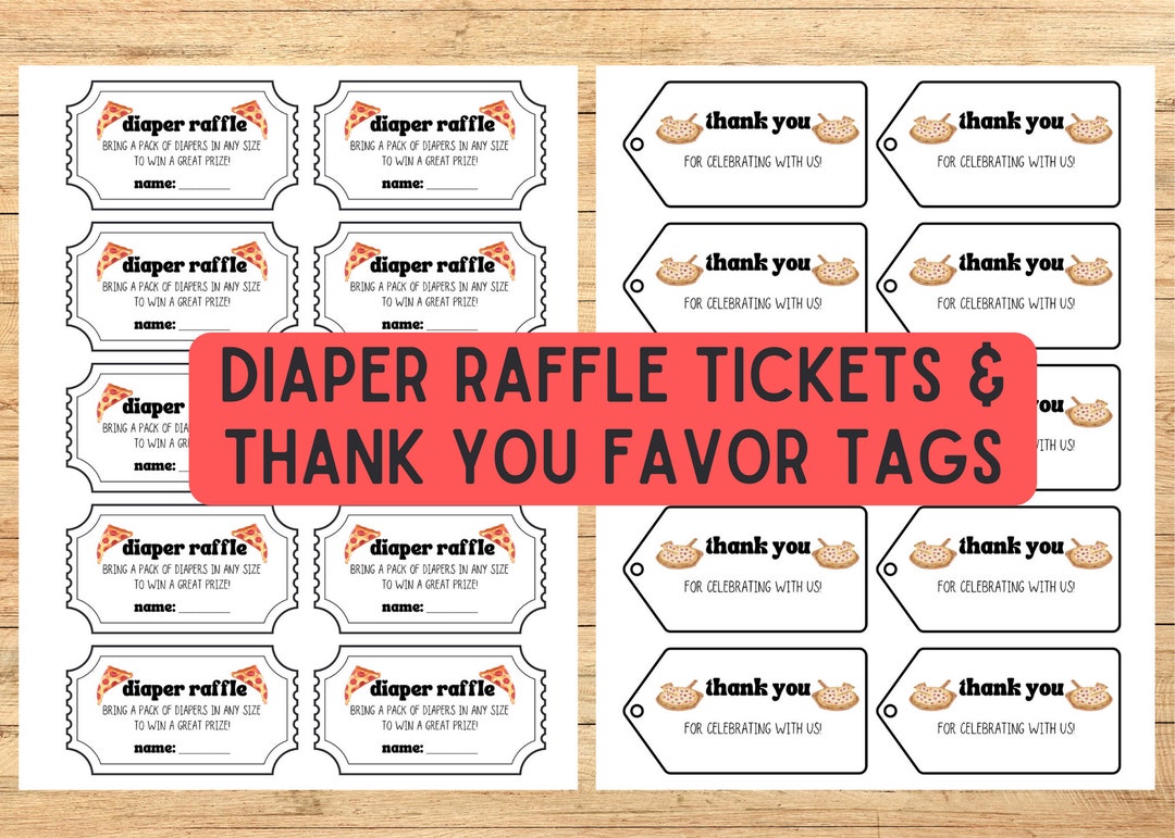Pizza Baby Shower Diaper Raffle Ticket Printable, Slice Slice Baby ...
