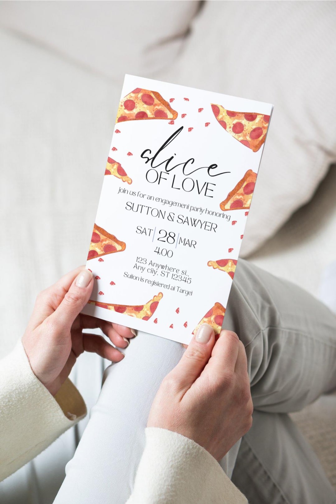 Pizza Engagement Party Invitation, Slice of Love Pizza Couples Shower ...
