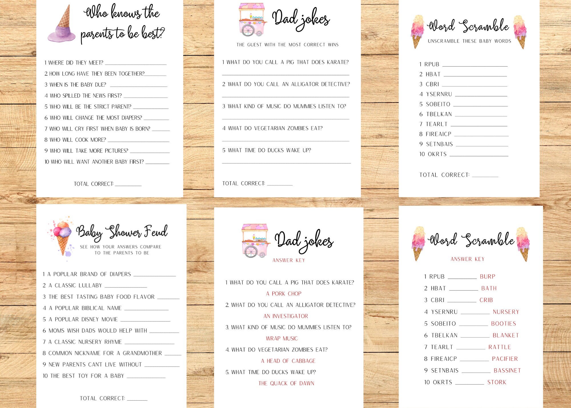 Ice Cream Baby Shower Games Printable Sprinkled With Love - Etsy