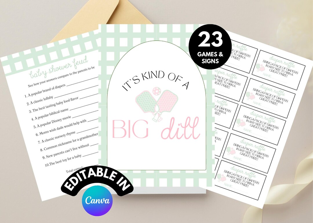 Pickleball Baby Shower Game, Big Dill Baby Shower, Gender Neutral Baby ...