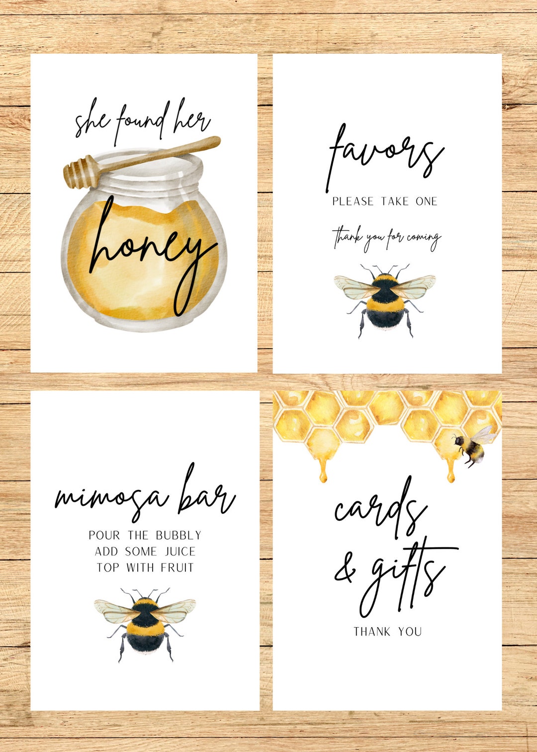 Bee Bridal Shower Sign Printable: Honey Theme Decor (A5 Digital ...