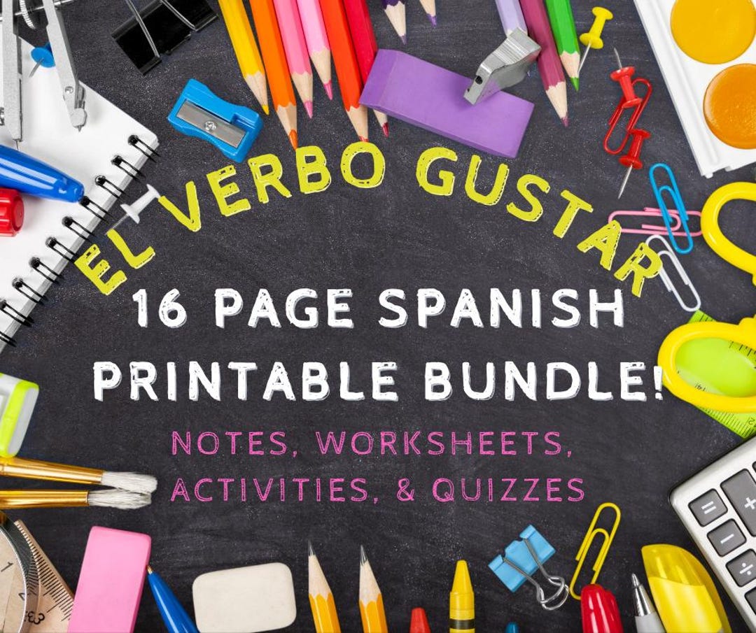 Spanish Gustar Lesson Bundle, Gustar Homeschool Spanish Activity, Verb ...