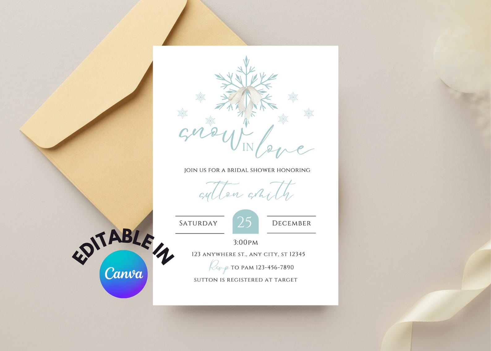 Snow in Love Bridal Shower Invitation, Snow in Love Engagement Party ...