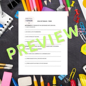 Spanish Tener Lesson Bundle, Tener Homeschool Spanish Activity, El ...