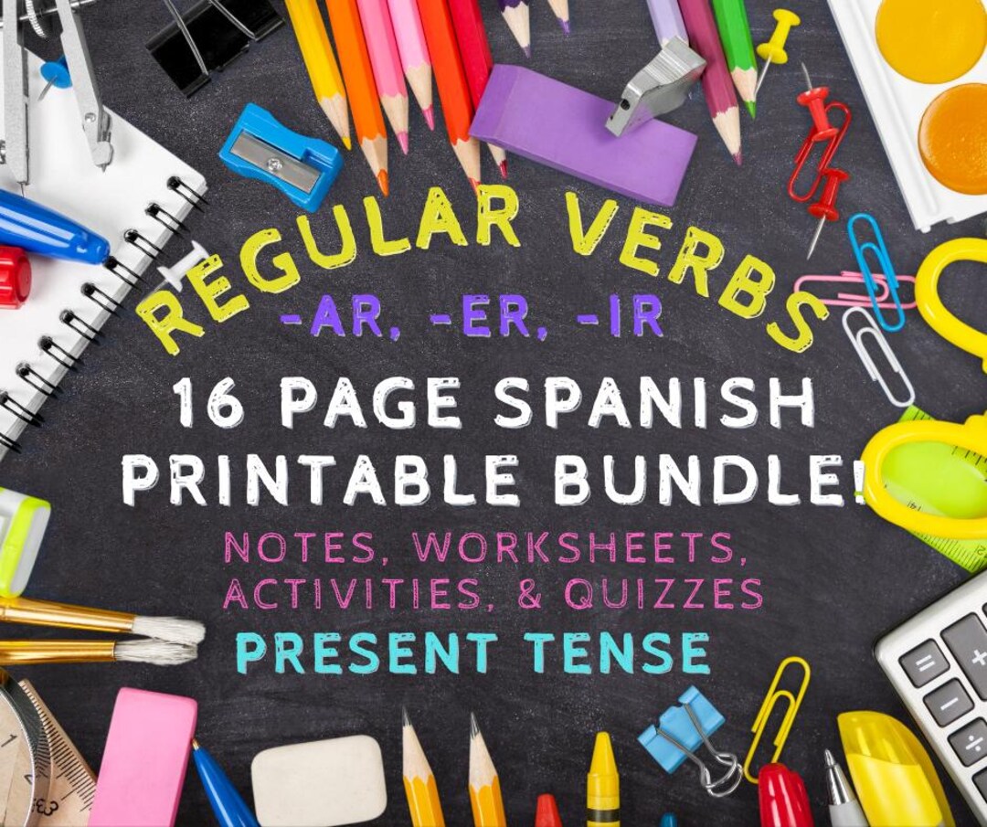 Spanish Present Tense Lesson Bundle, Printable Spanish Homeschool ...