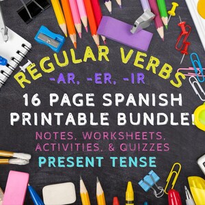 Spanish Present Tense Lesson Bundle, Printable Spanish Homeschool ...