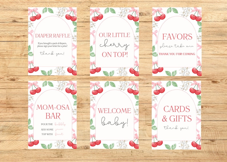 Cherry on Top Baby Shower Game Print, Sweet Cherry Baby Shower, She is ...