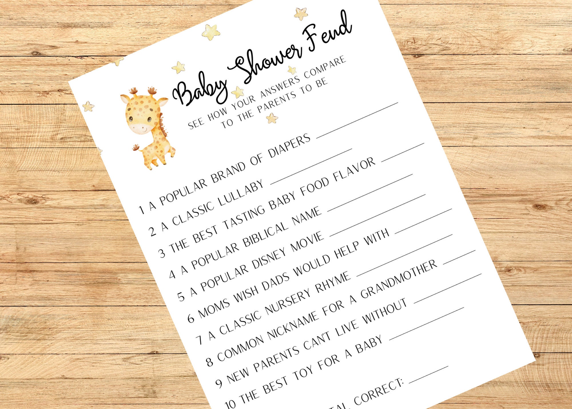 Giraffe Baby Shower Game Printable Stand Tall Little One Baby - Etsy