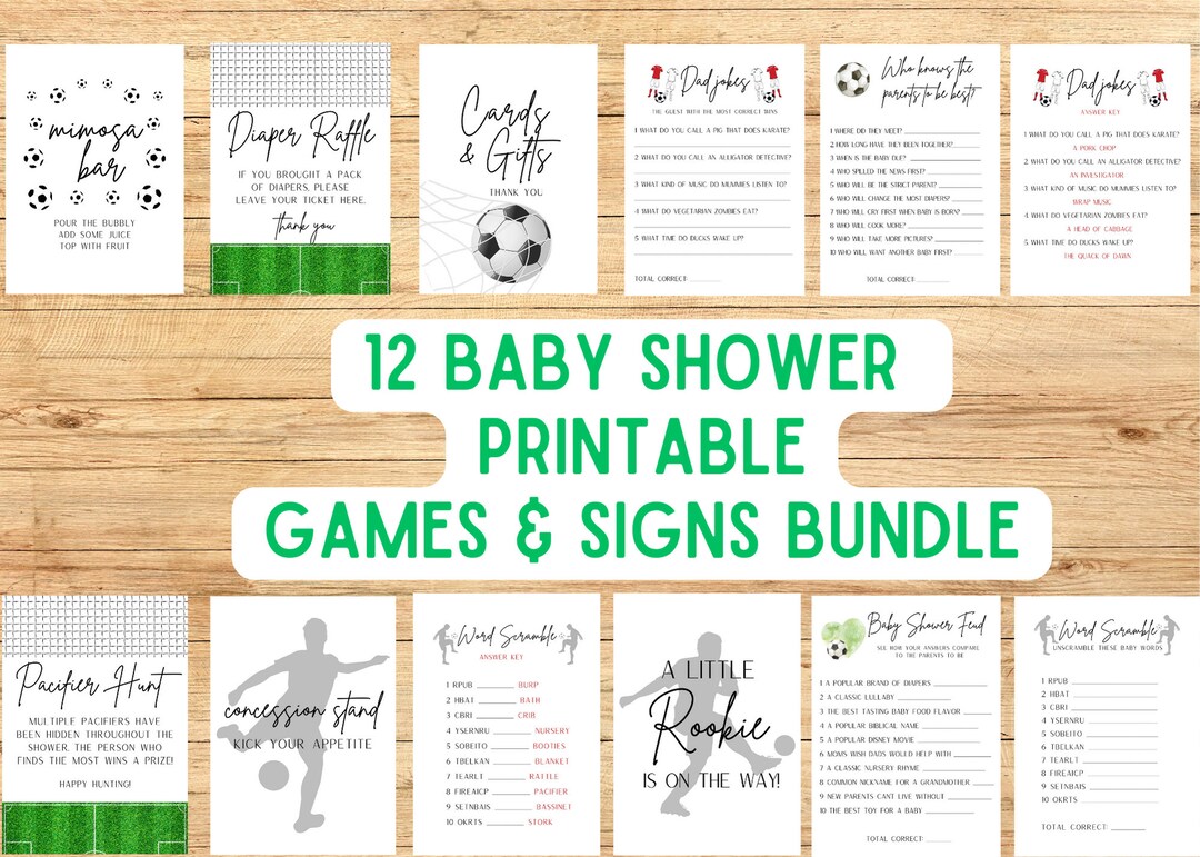 Soccer Baby Shower Game Printable, A Little Rookie is on the Way Baby ...