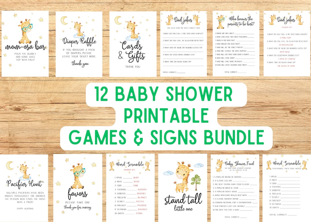 Giraffe Baby Shower Game Printable, Stand Tall Little One Baby Shower ...