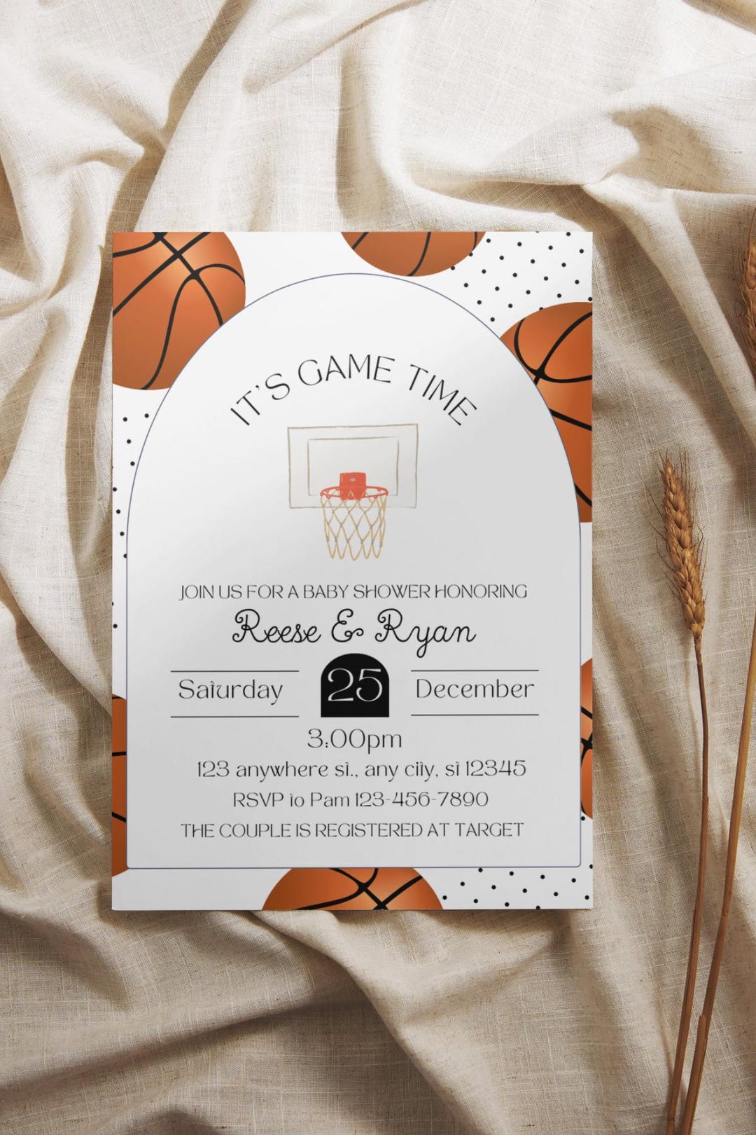 Basketball Baby Shower Invitation: Little Baller on the Way, Game Time ...