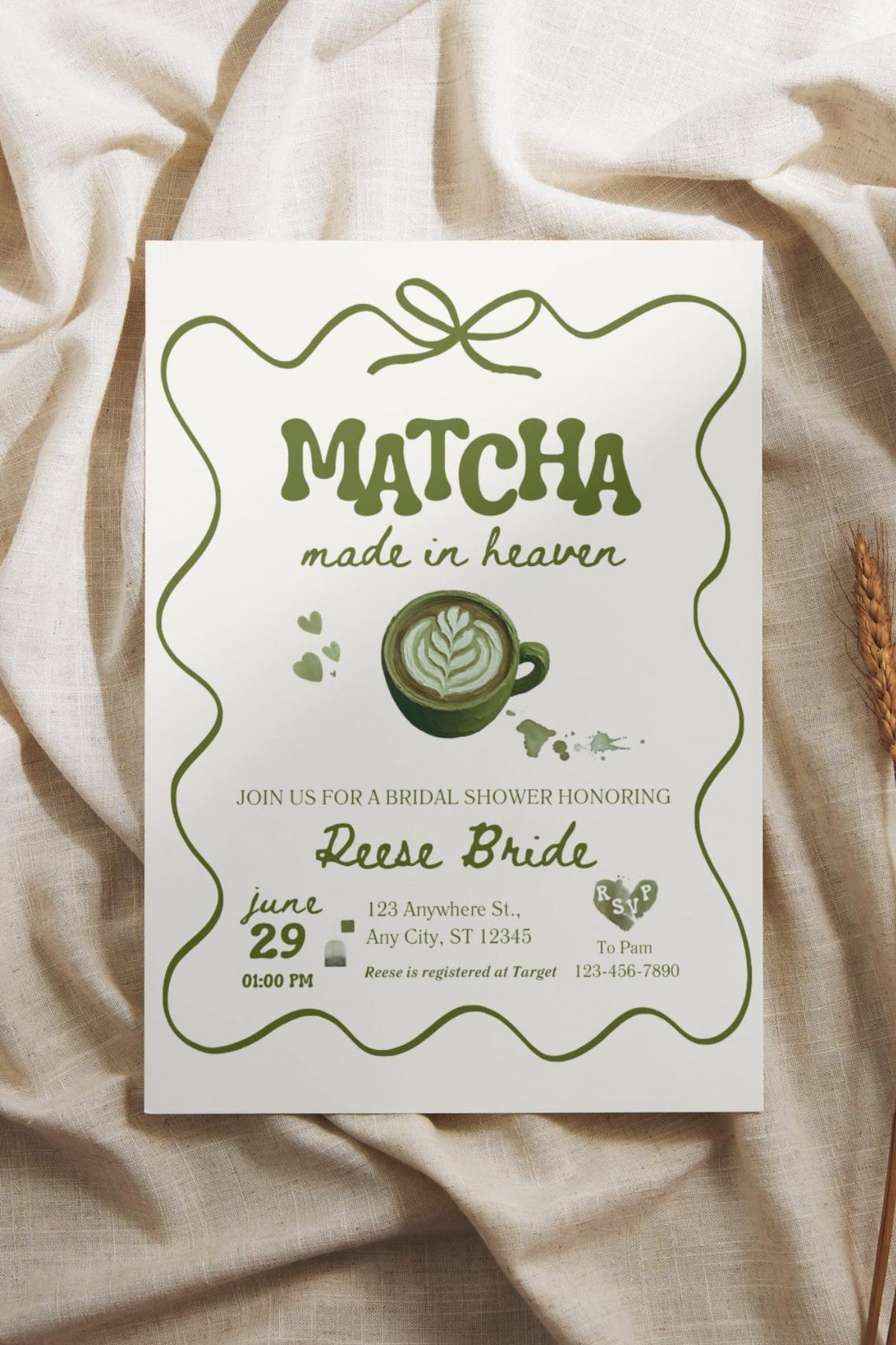 Matcha Made in Heaven Bridal Shower Invitation, Perfect Matcha Wedding ...