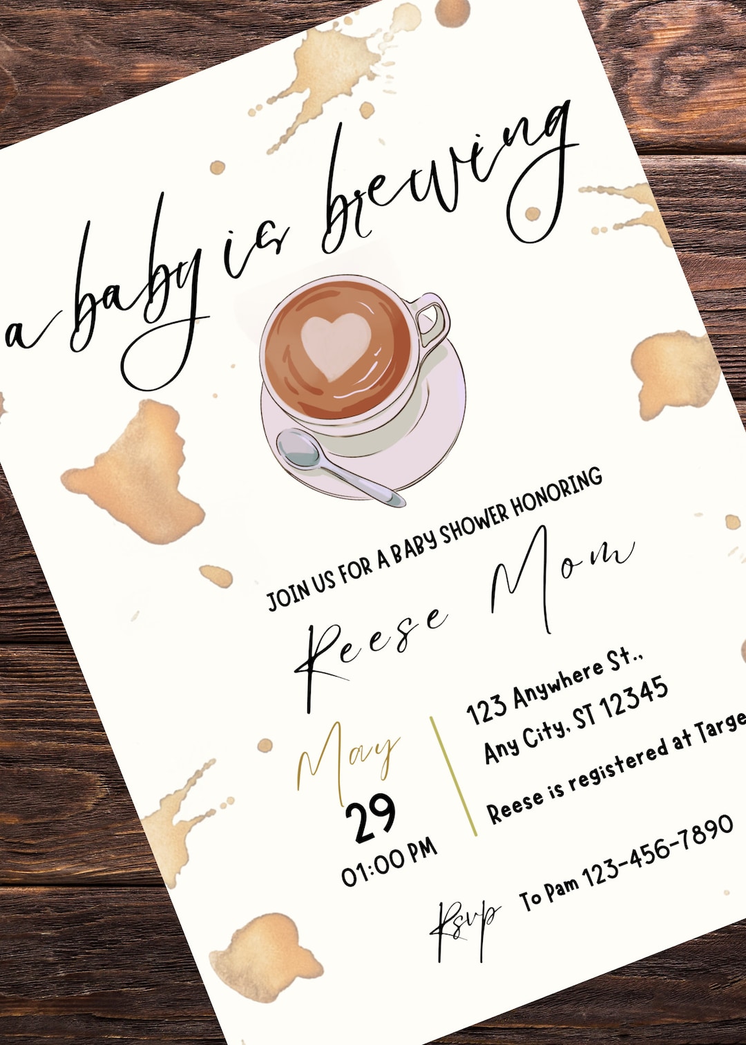 A Baby is Brewing Baby Shower Invitation, Love You A Latte Baby ...