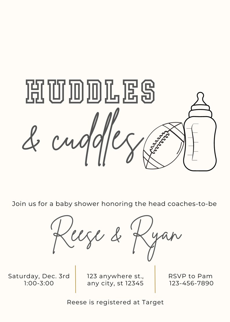 Football Baby Shower Invitation: Huddles and Cuddles (digital) - Etsy