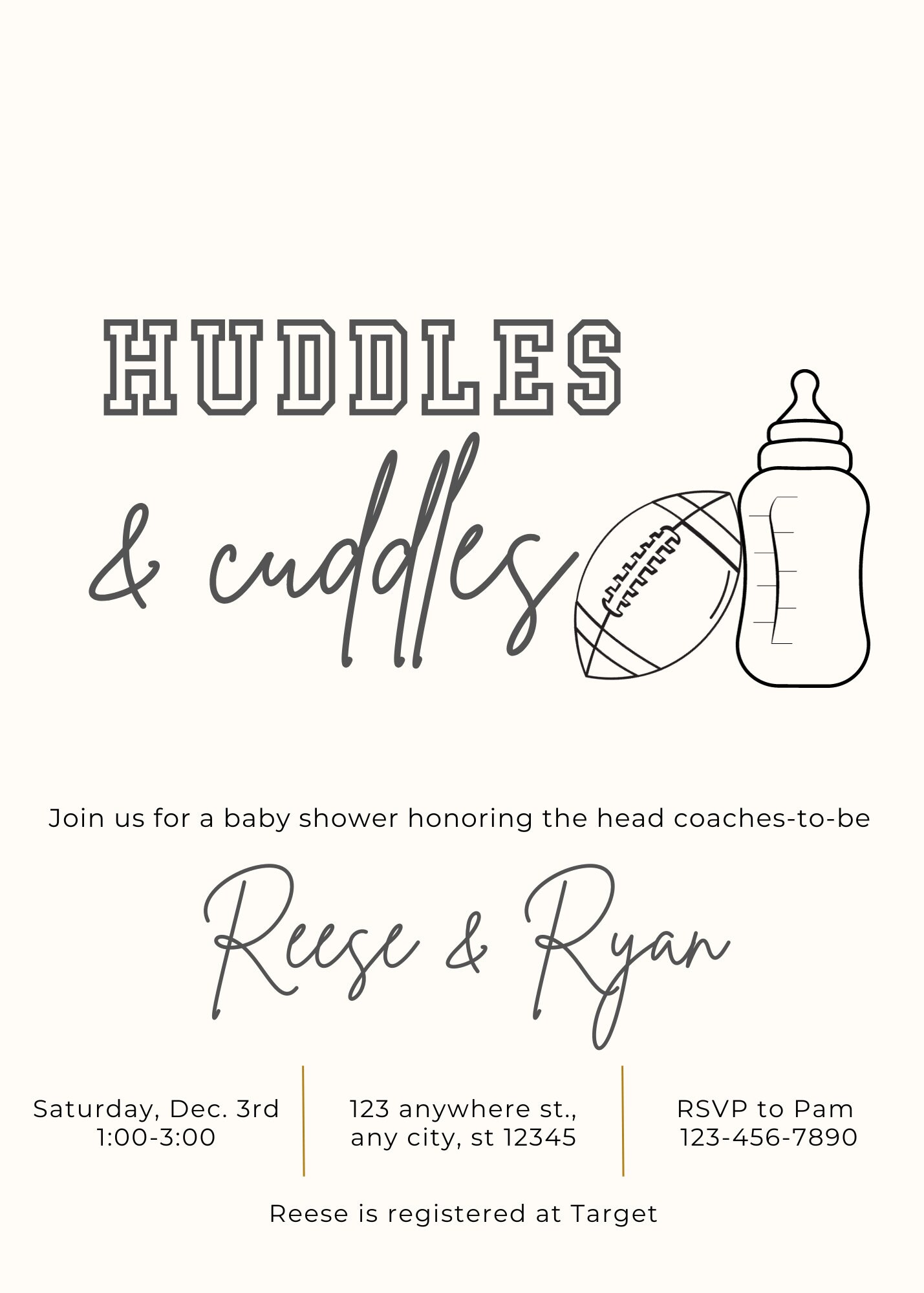 Football Baby Shower Invitation: Huddles and Cuddles (digital) - Etsy