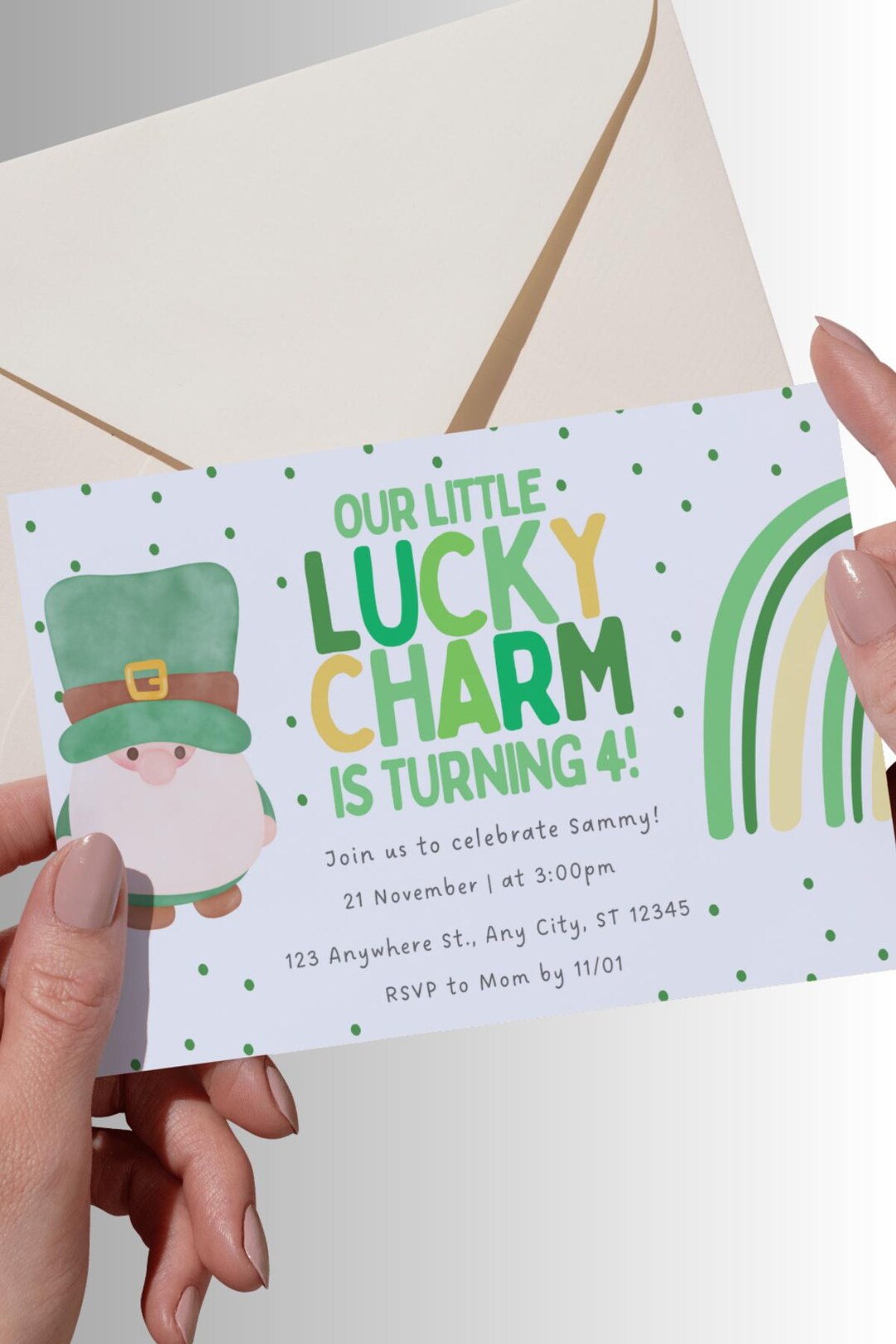 St Pattys Birthday Party Invitation, Lucky Charm St Patricks Shamrock Birthday Party Invitation ...