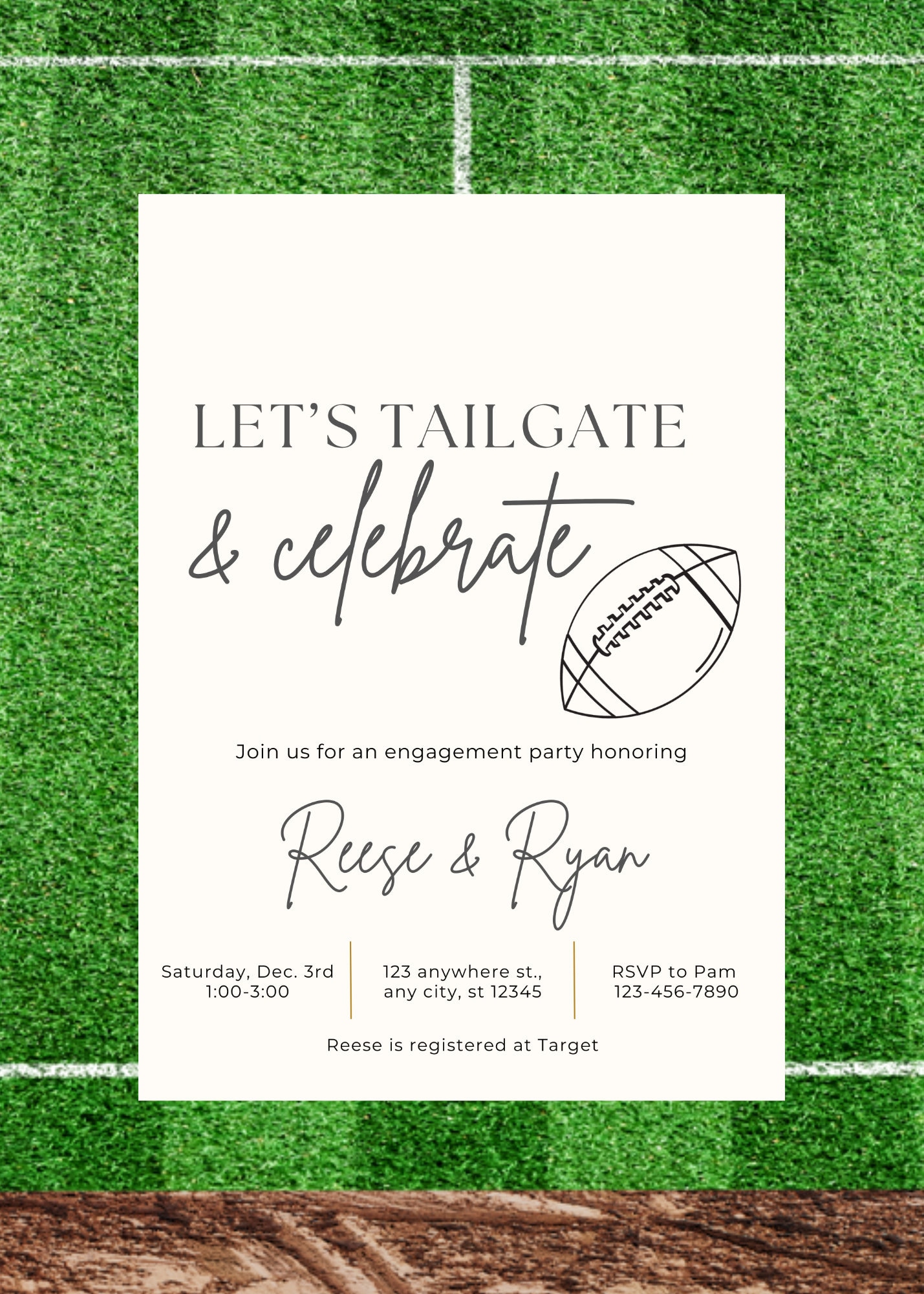 Football Engagement Party Invitation: Tailgate and Celebrate Couples ...