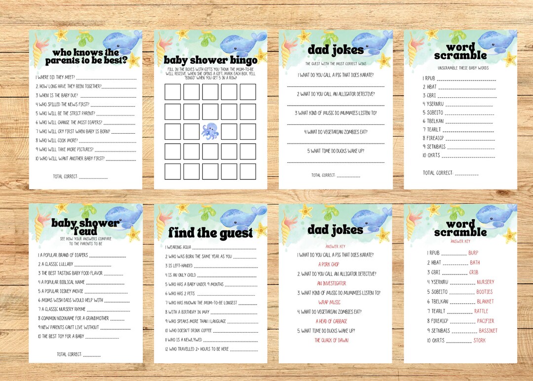Under the Sea Baby Shower Game Printable, Ocean Baby Shower Sign ...