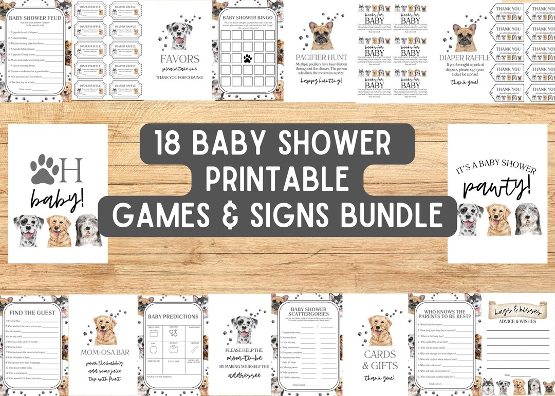 Dog Baby Shower Game, Puppy Couples Shower Sign, Gender Neutral Dog ...