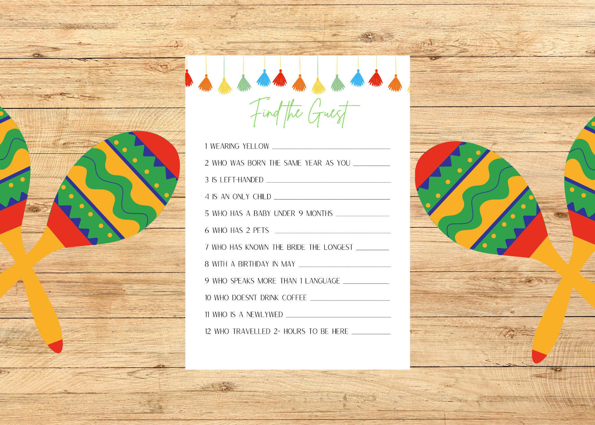 Fiesta Bridal Shower Game Printable, Taco Bout Love Bridal Shower Guest ...