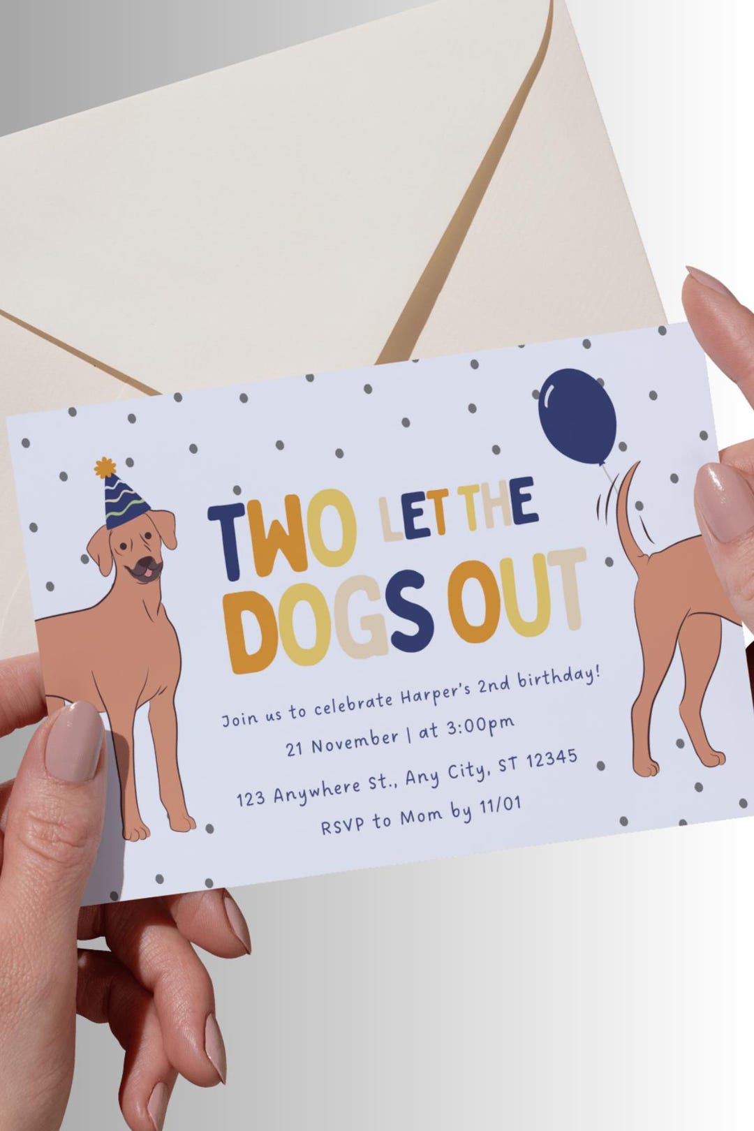 Two Let the Dogs Out Birthday Invitation: Puppy Pawty (digital Download ...