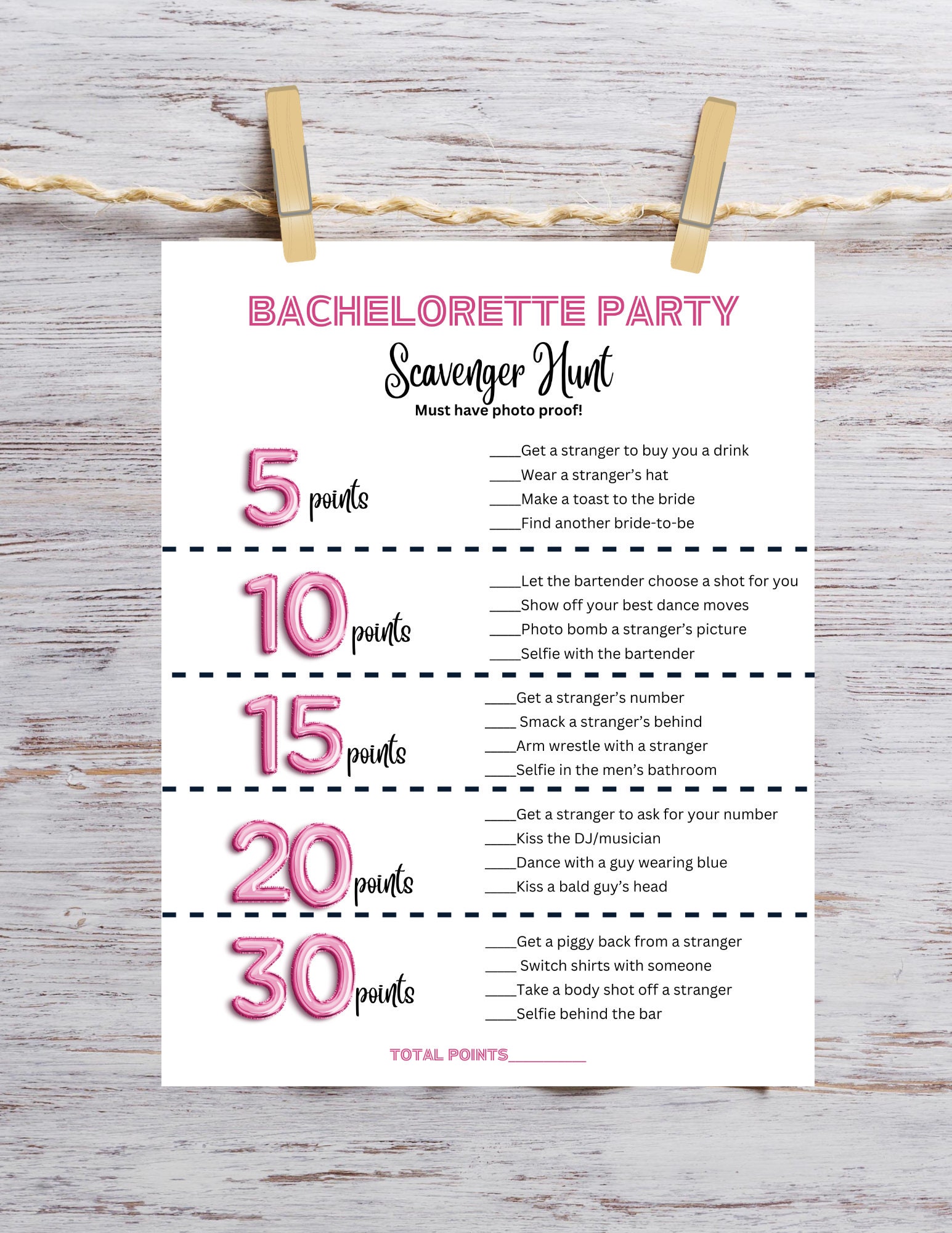 Bachelorette Party Scavenger Hunt Game (printable PDF) - Etsy