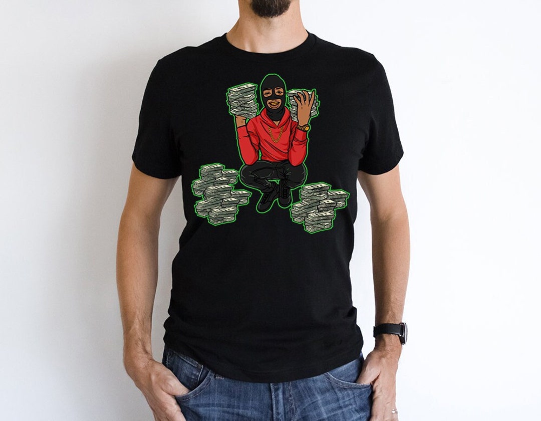 Gangster Hustle Man T-shirt Burglar Man Wearing Ski Mask Shirt Money ...