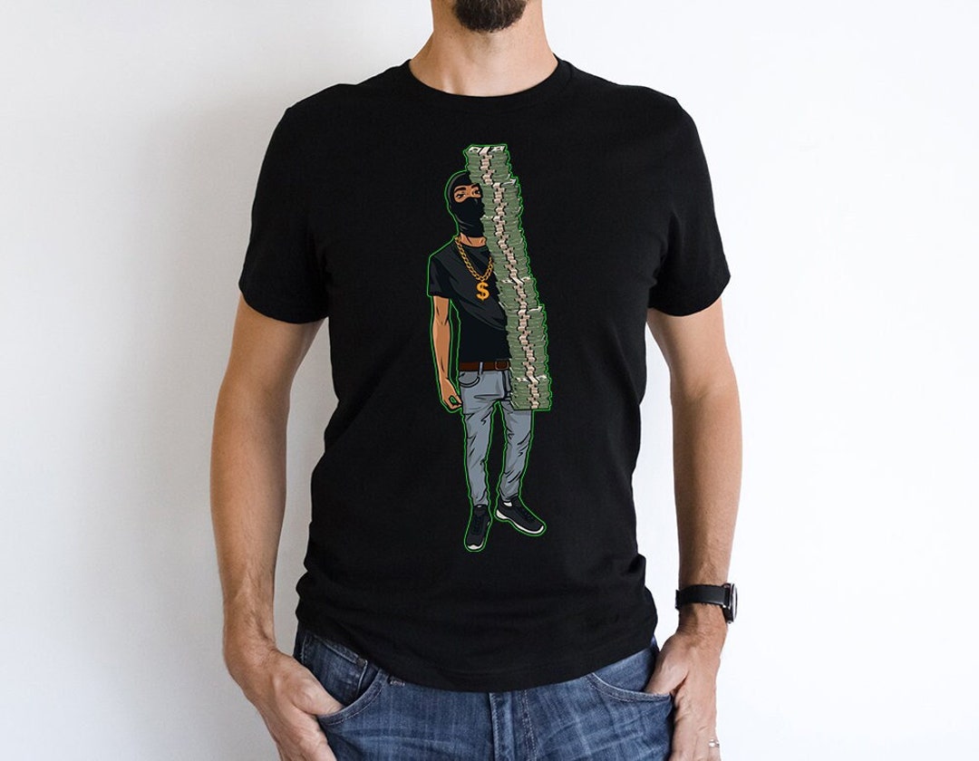 Gangster Man Wearing Ski Mask T-shirt Money Stack Shirt Skinny Man T ...