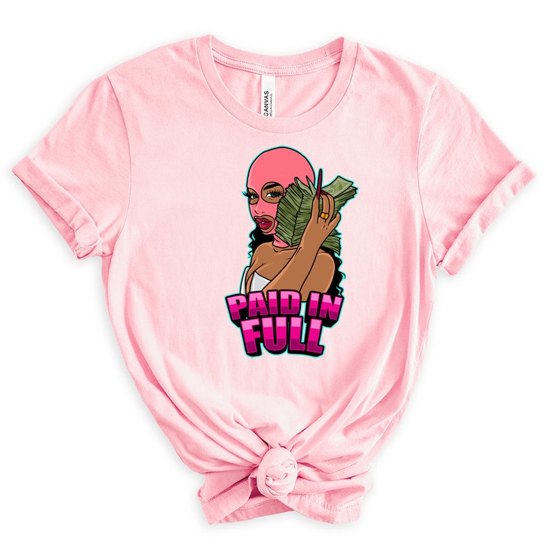 Paid in Full Gangster Woman T-shirt Burglar Woman Ski Mask Shirt Money ...