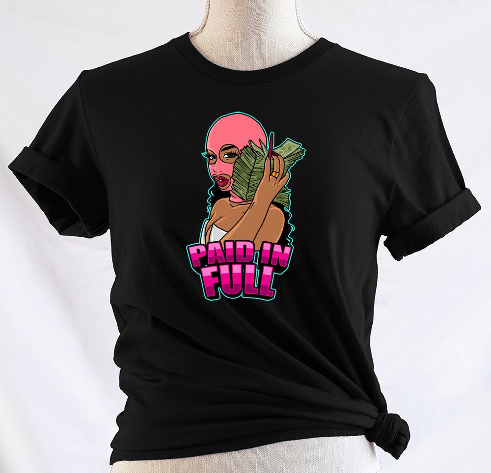 Paid in Full Gangster Woman T-shirt Burglar Woman Ski Mask Shirt Money ...