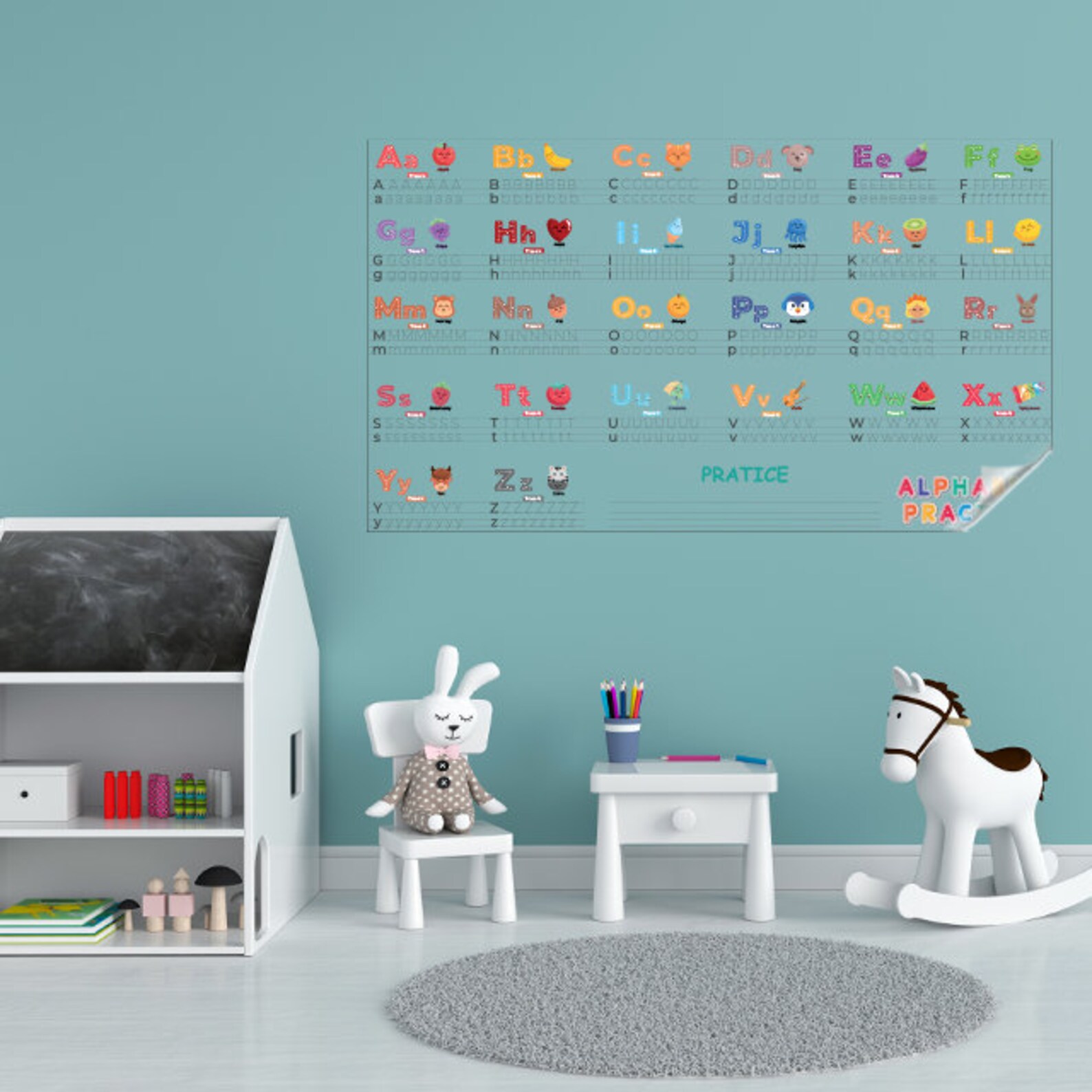 Dry Erase Guided English Alphabet Activity Decal Alphabet Chart for ...