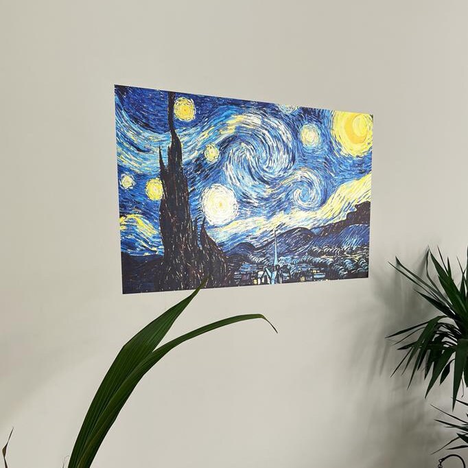 Van Gogh's Starry Night Static Picture Table Reusable Wall Art, Famous ...