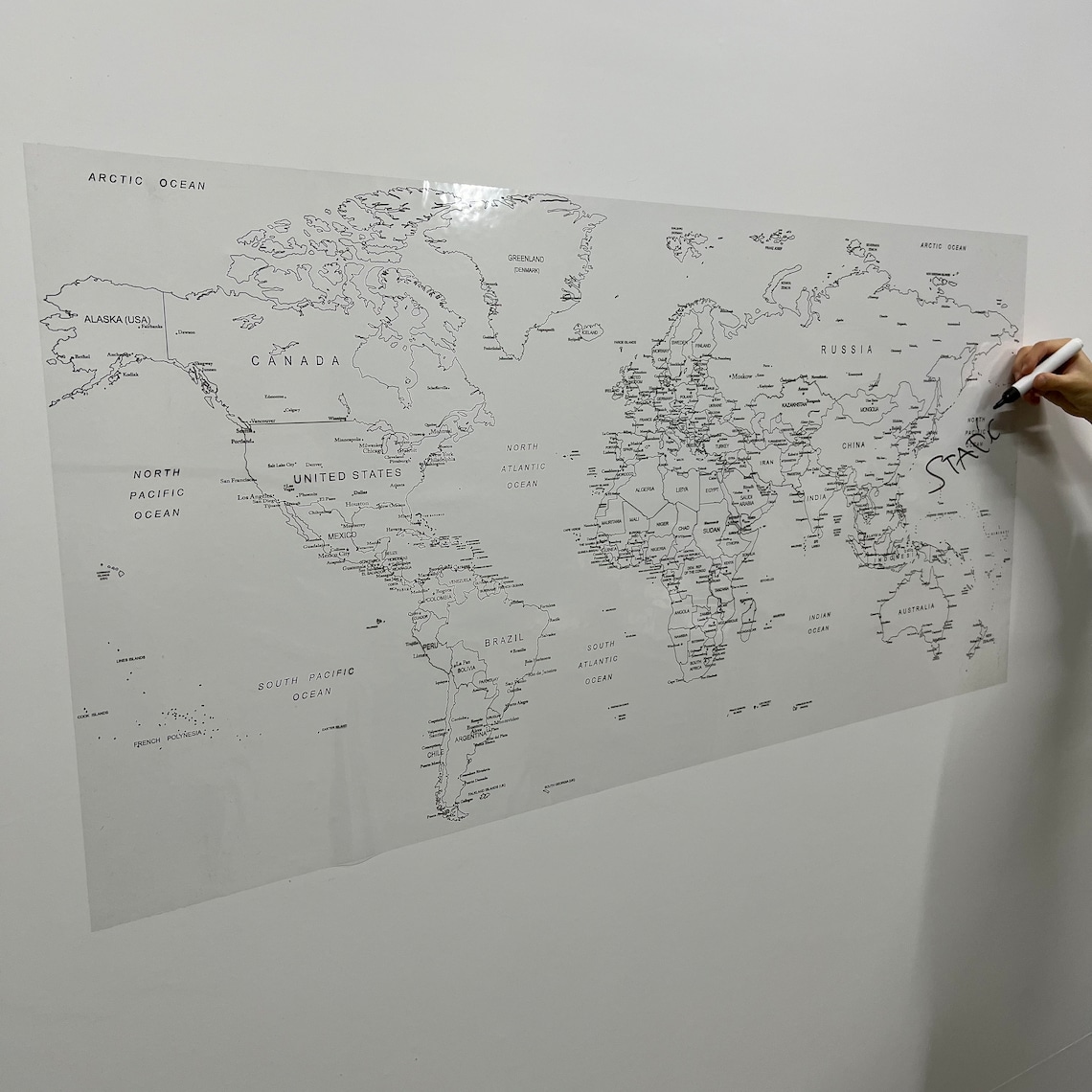 Uncolored World Map Reusable Travel Map, World Map Wall Art, Home Decor ...