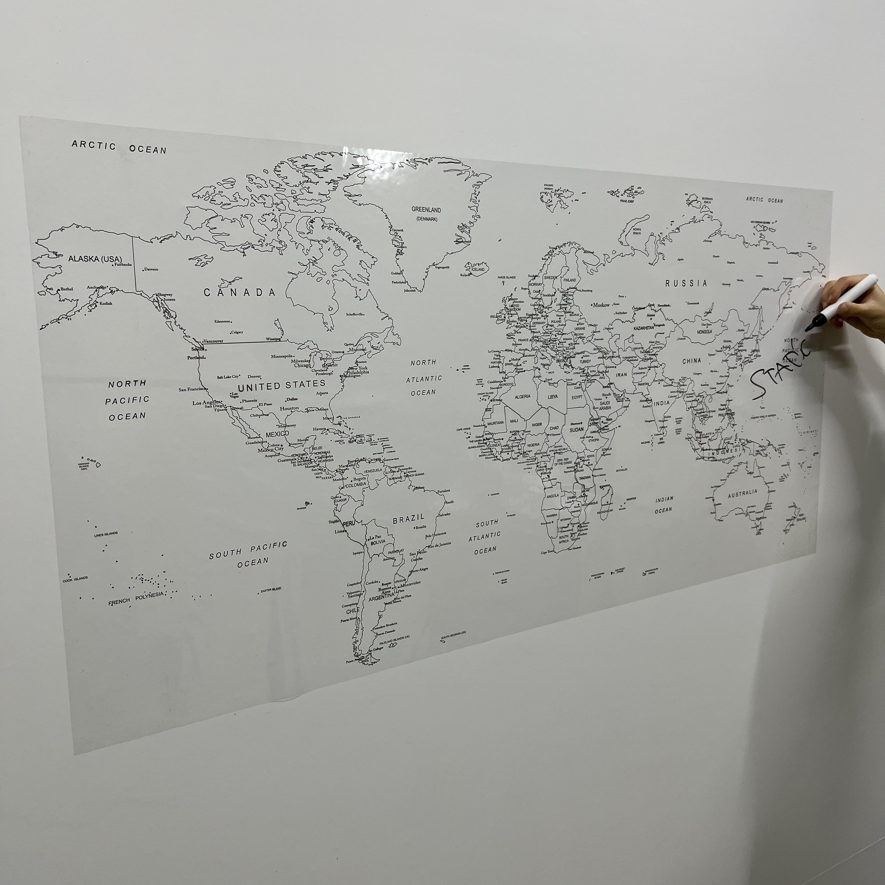 Uncolored World Map Reusable Travel Map, World Map Wall Art, Home Decor ...