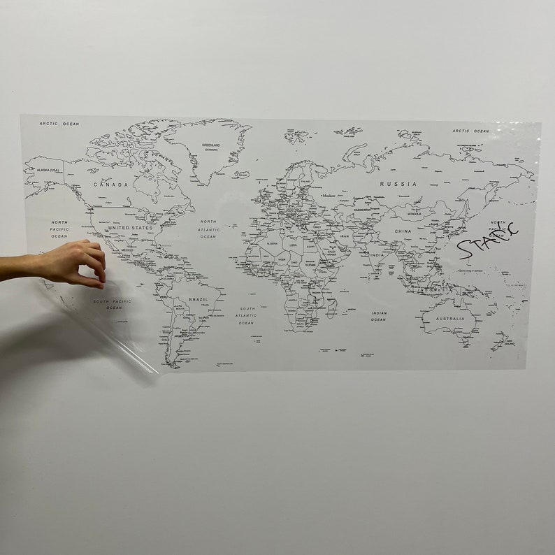 Uncolored World Map Reusable Travel Map, World Map Wall Art, Home Decor ...