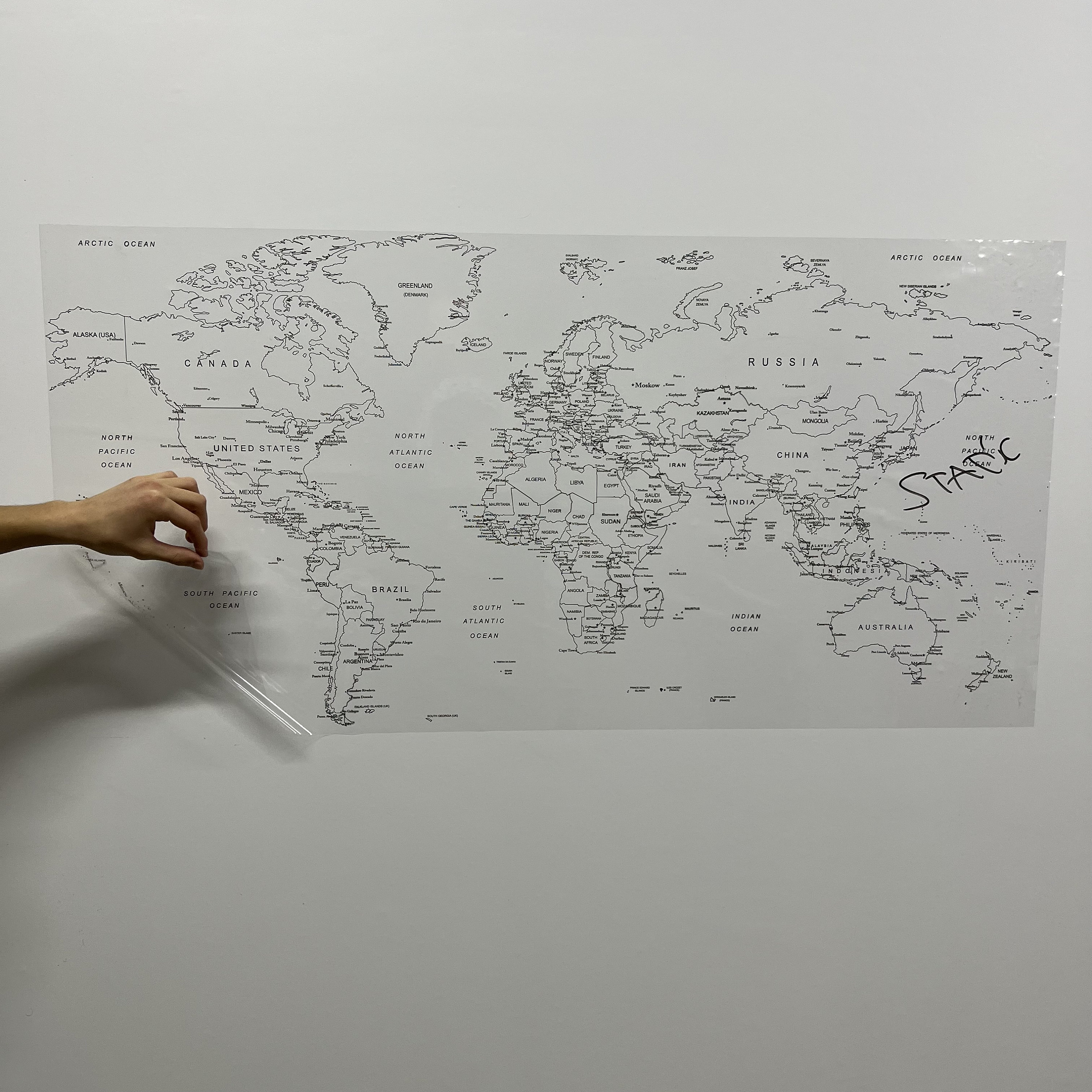 Uncolored World Map Reusable Travel Map, World Map Wall Art, Home Decor ...