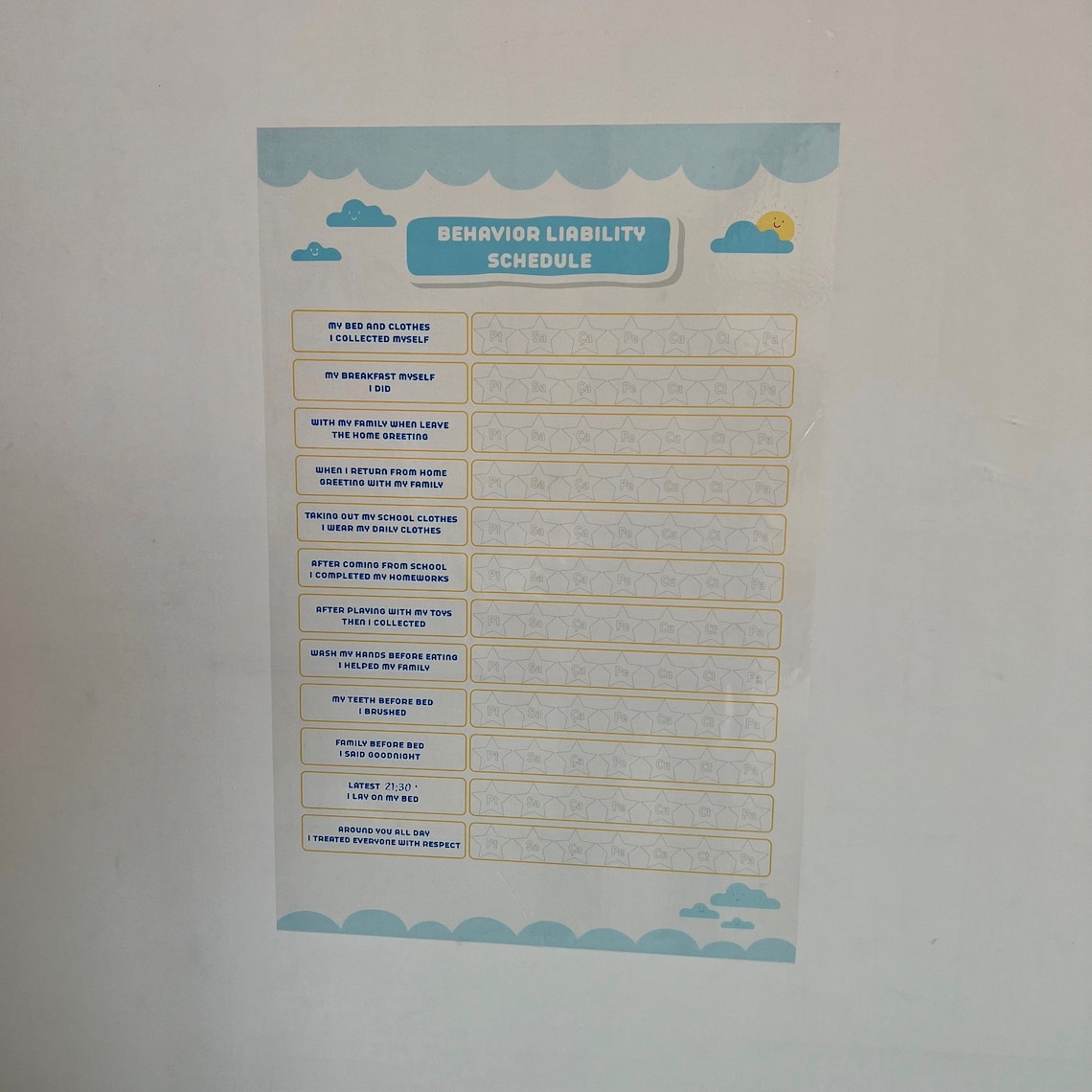 Dry Erase Behavior Responsibility Chart for Children-4 Editable Chore ...
