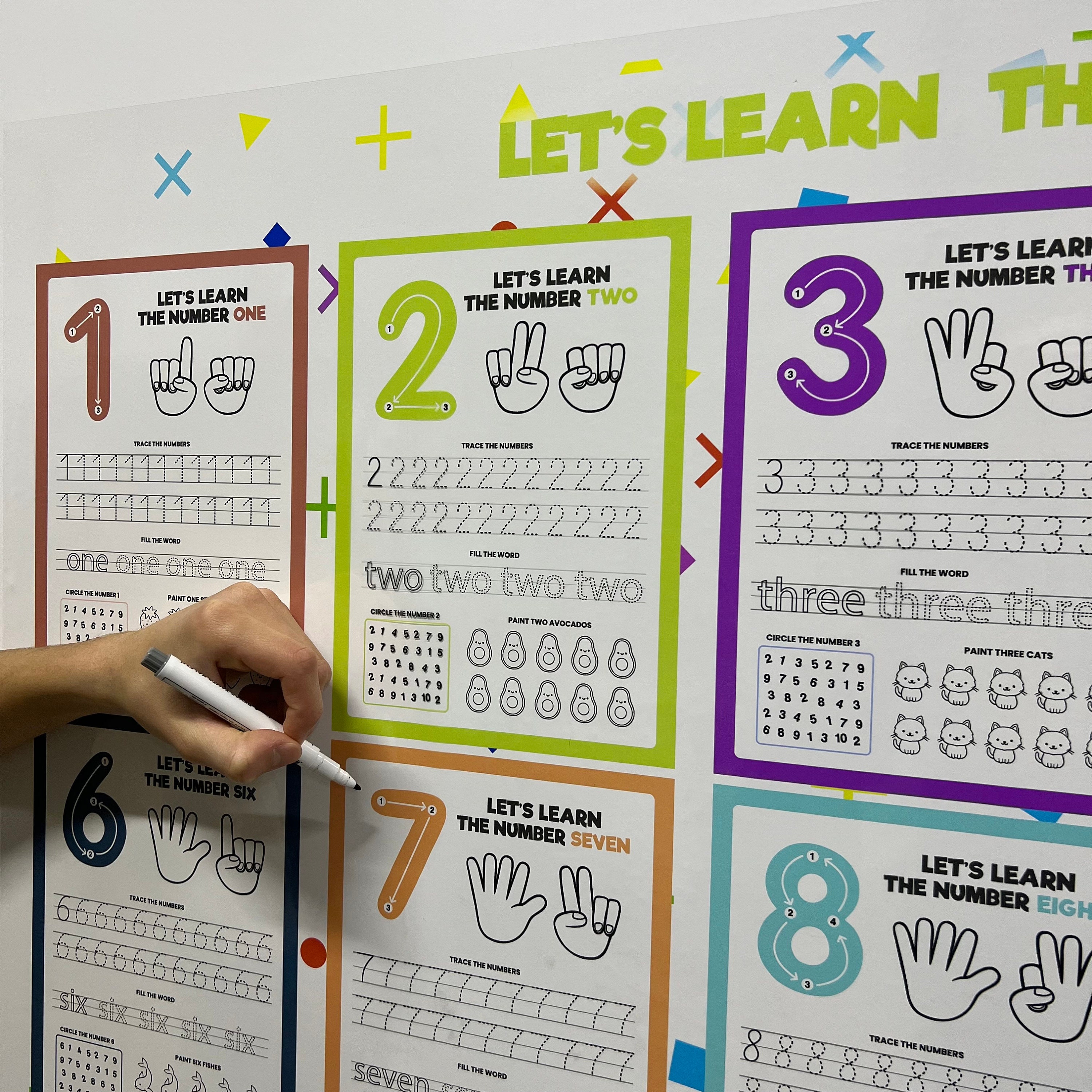 Dry Erase Line Guided English Numbers Activity Decal Number Tracing ...