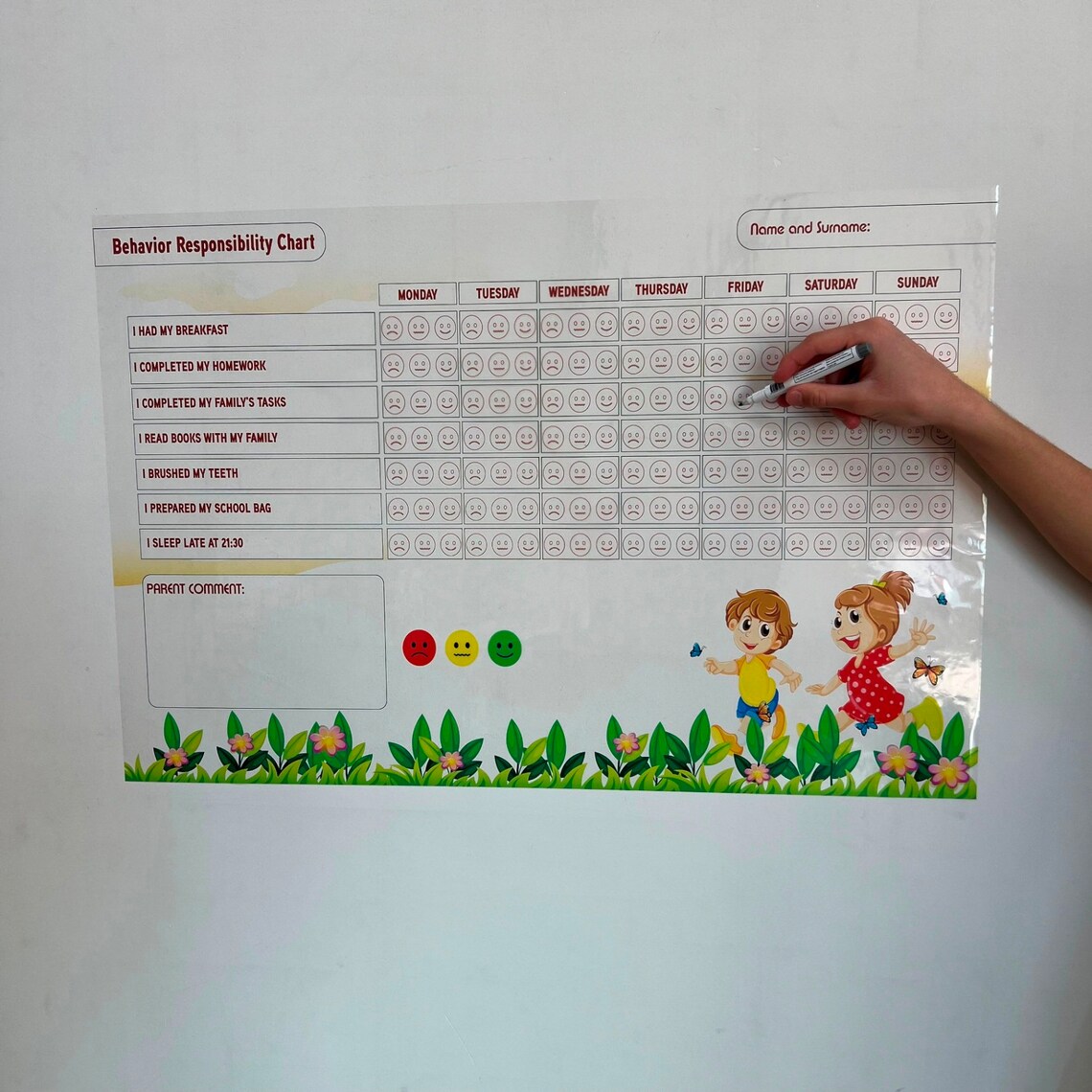 Dry Erase Behavior Responsibility Chart for Children-3 - Etsy