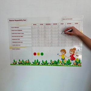 Dry Erase Behavior Responsibility Chart for Children-3 Editable Chore ...