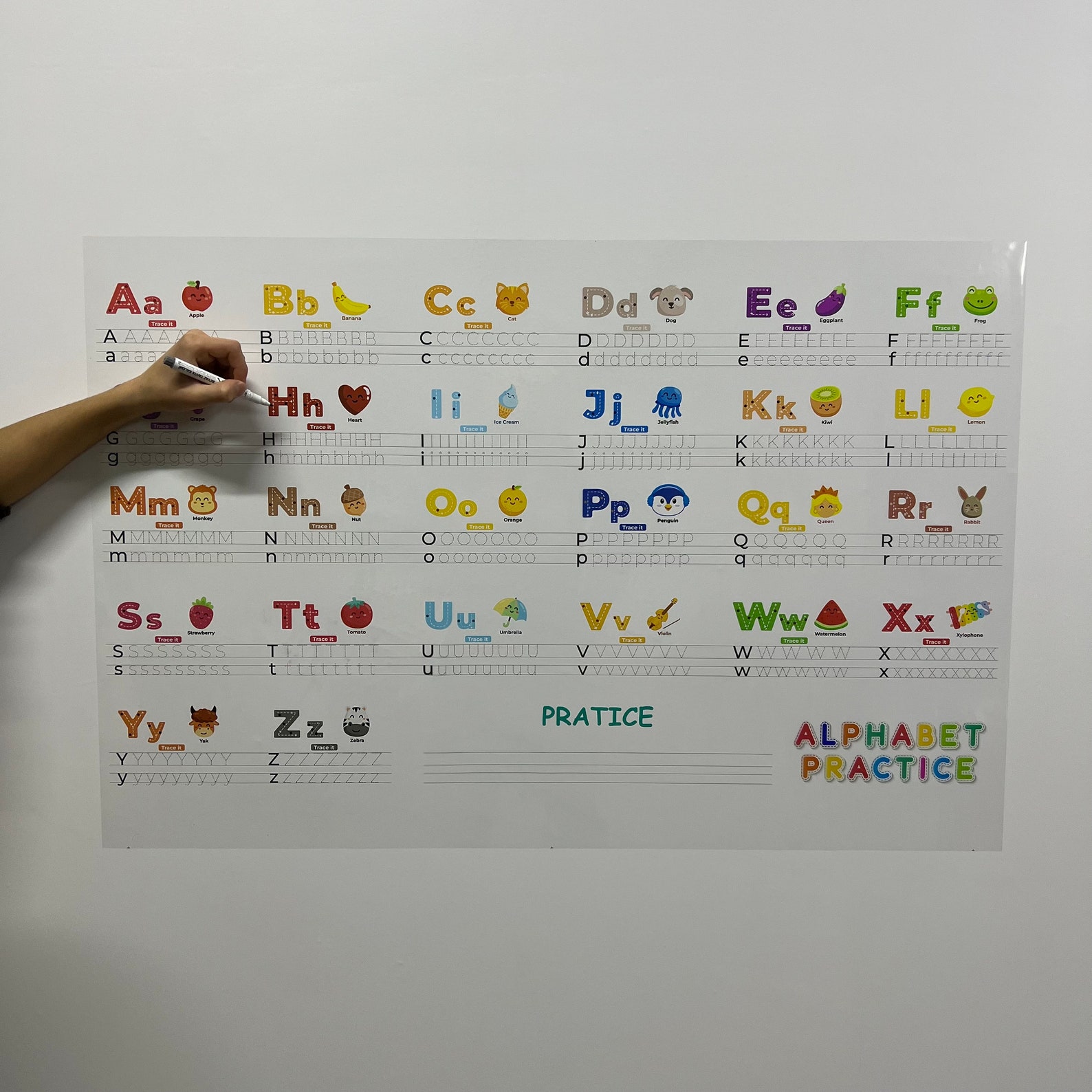 Dry Erase Guided English Alphabet Activity Decal Alphabet Chart for ...