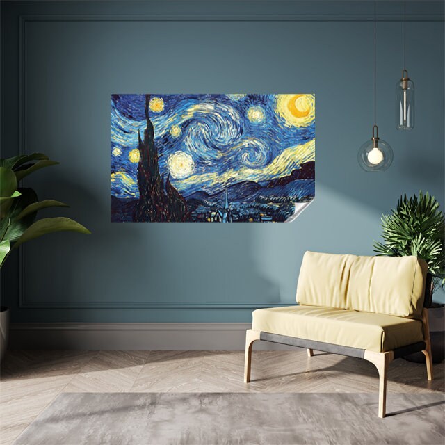 Van Gogh's Starry Night Static Picture Table Reusable Wall Art, Famous ...