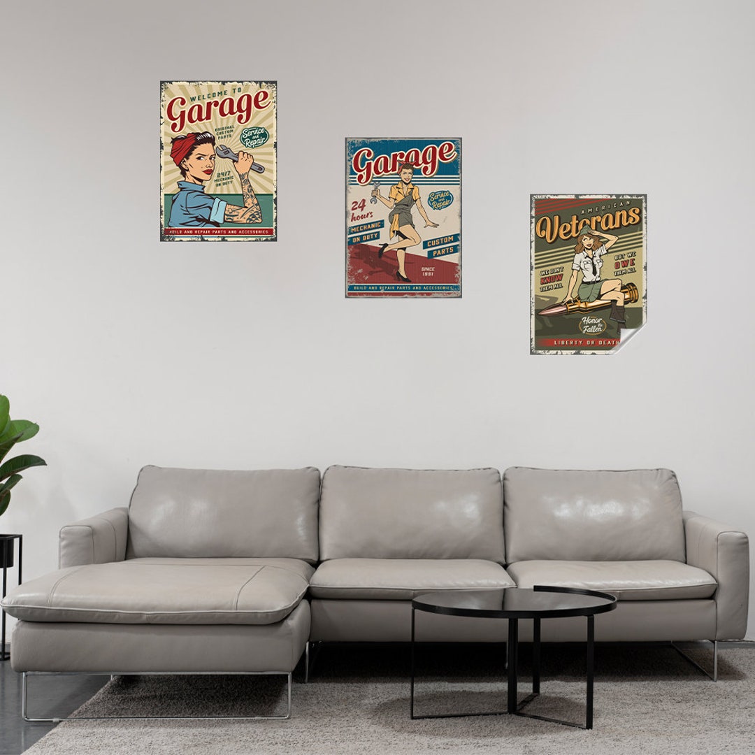 Set of 3 Retro Posters Model-1 Reusable Wall Art, Famous Landscape ...